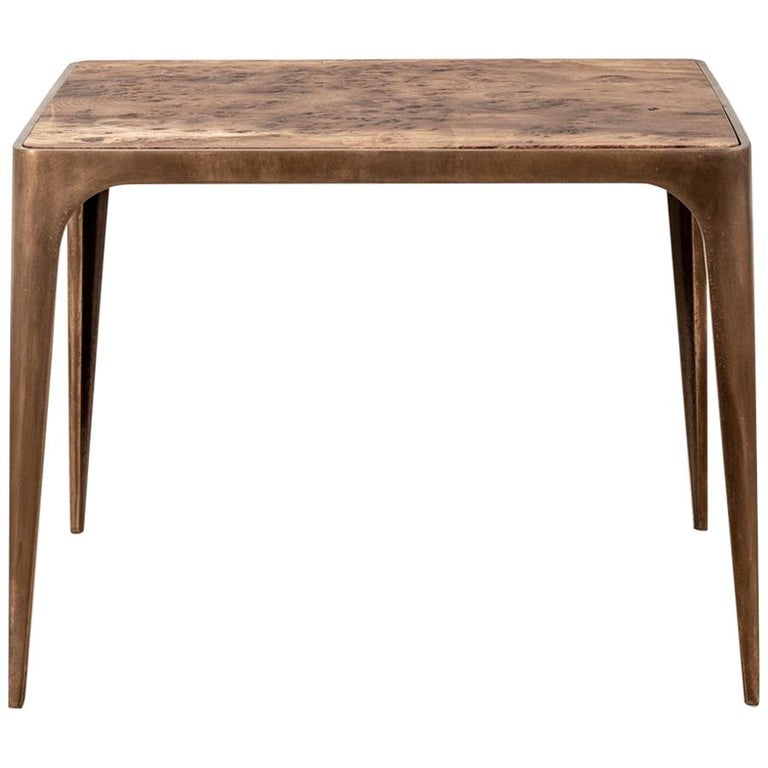 Cast-Brass Side Table with Solid Burr Oak Top, Unique Piece For Sale at ...