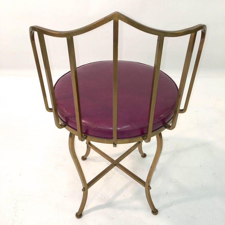 Solid Brass Swivel Vanity Chair at 1stDibs