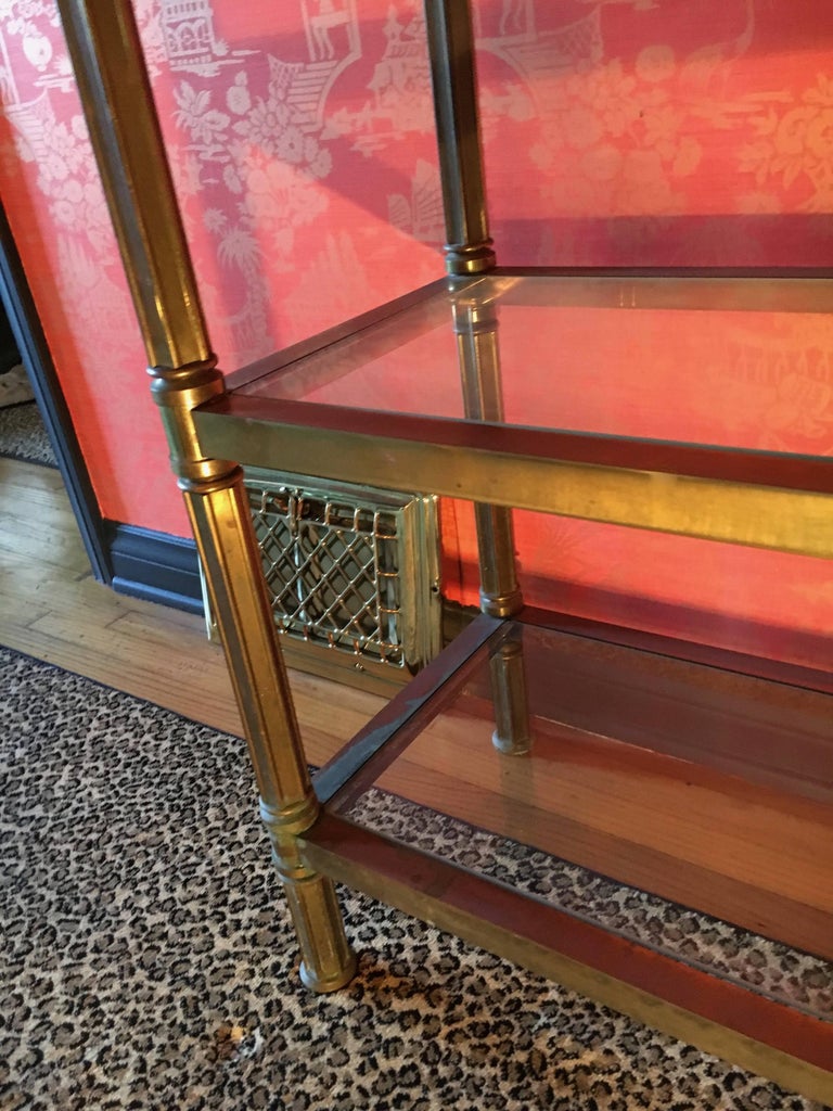 Solid Brass Mastercraft Three Tier Glass Book Shelf at 1stDibs | glass ...