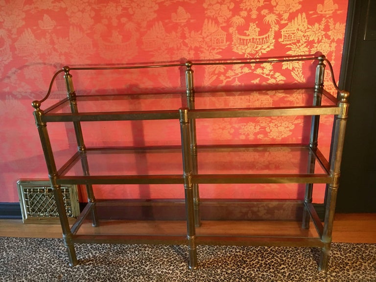Solid Brass Mastercraft Three Tier Glass Book Shelf at 1stDibs | glass ...
