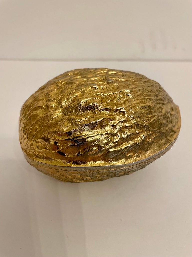 Solid Brass Walnut Shaped Hinged Box or Paperweight For Sale at 1stDibs