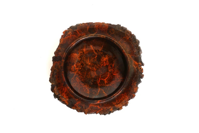 Solid Bronze "Ember" Bowl or Vessel with Natural Edge and Red Patina ...