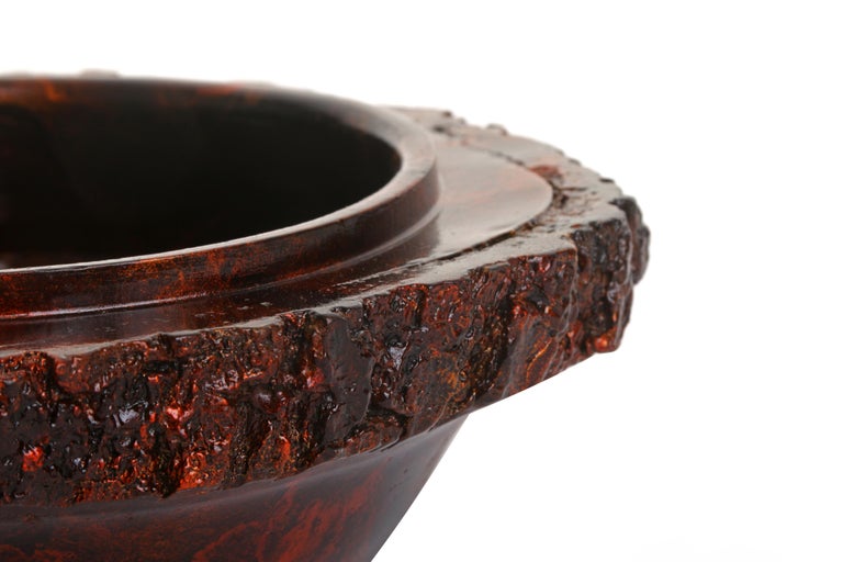Solid Bronze "Ember" Bowl or Vessel with Natural Edge and Red Patina ...