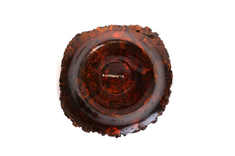 Solid Bronze "Ember" Bowl or Vessel with Natural Edge and Red Patina ...
