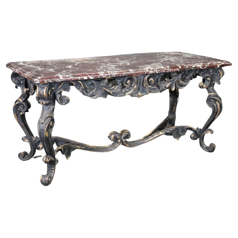 Solid Bronze Georgian Style Rams Head Rouge Marble Center Table For ...