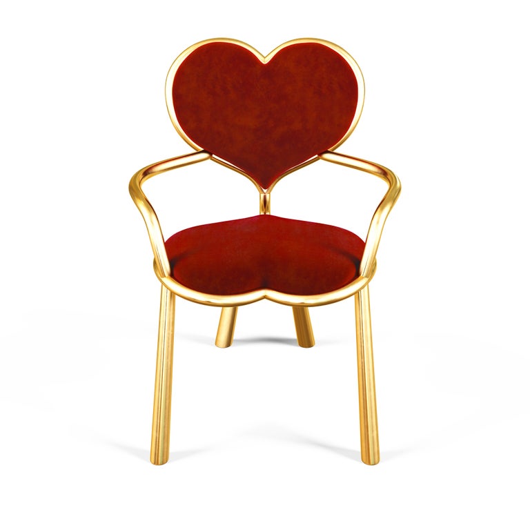 Bronze Heart Chair With Red Mohair Upholstery For Sale at 1stDibs ...