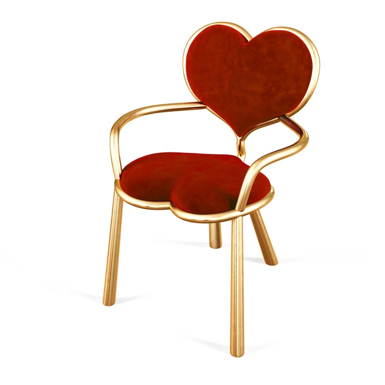 Bronze Heart Chair With Red Mohair Upholstery For Sale at 1stDibs ...
