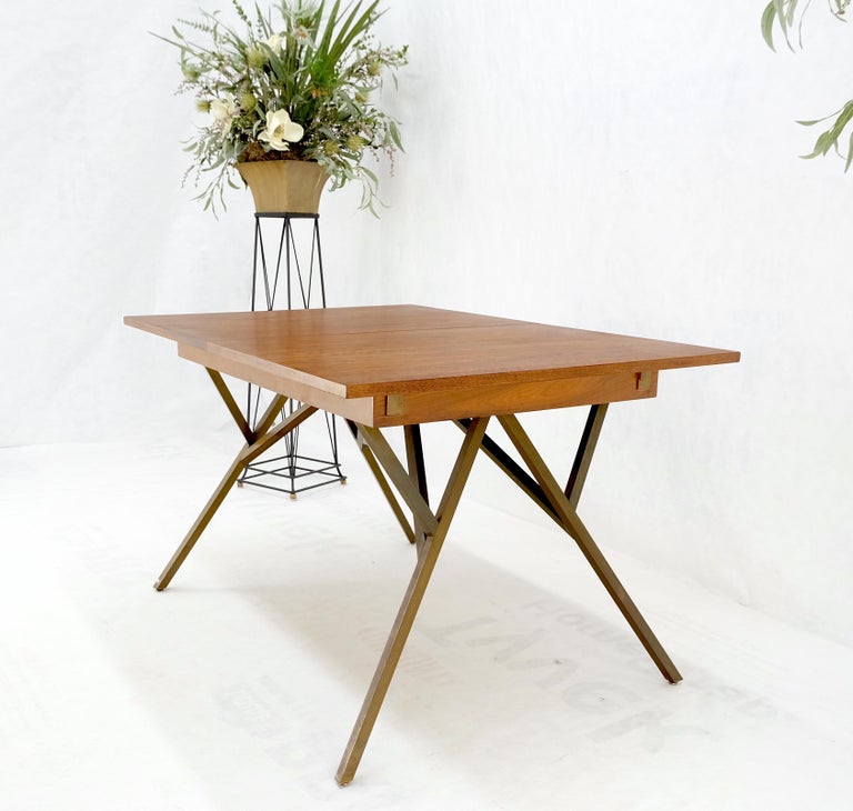 Solid Bronze Square Profile Two Extension Boards Walnut Top Dining ...