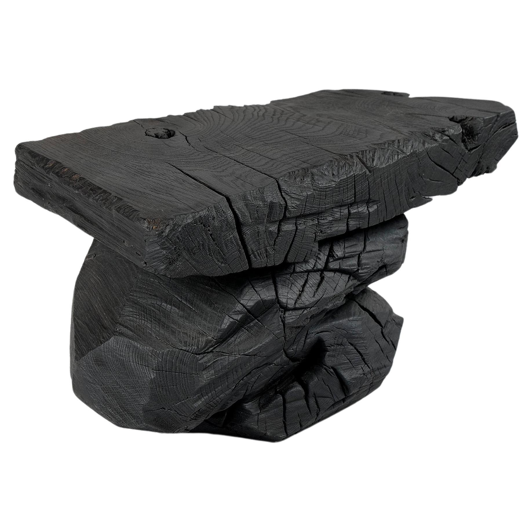 Solid Burnt Wood, Sculptural Side Table, Original Contemporary Design ...