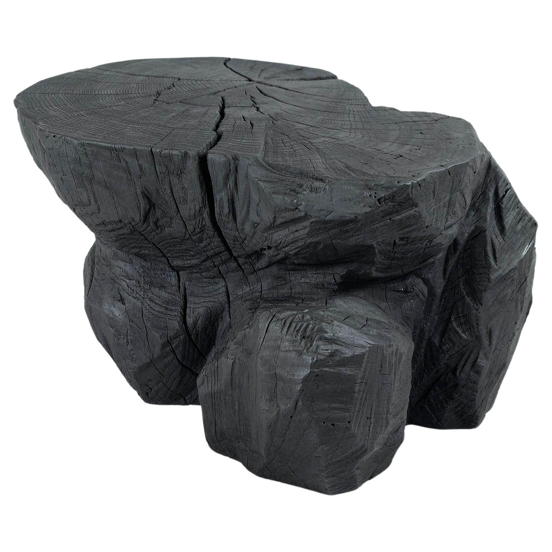 Solid Burnt Wood, Sculptural Side Table, Original Contemporary Design ...