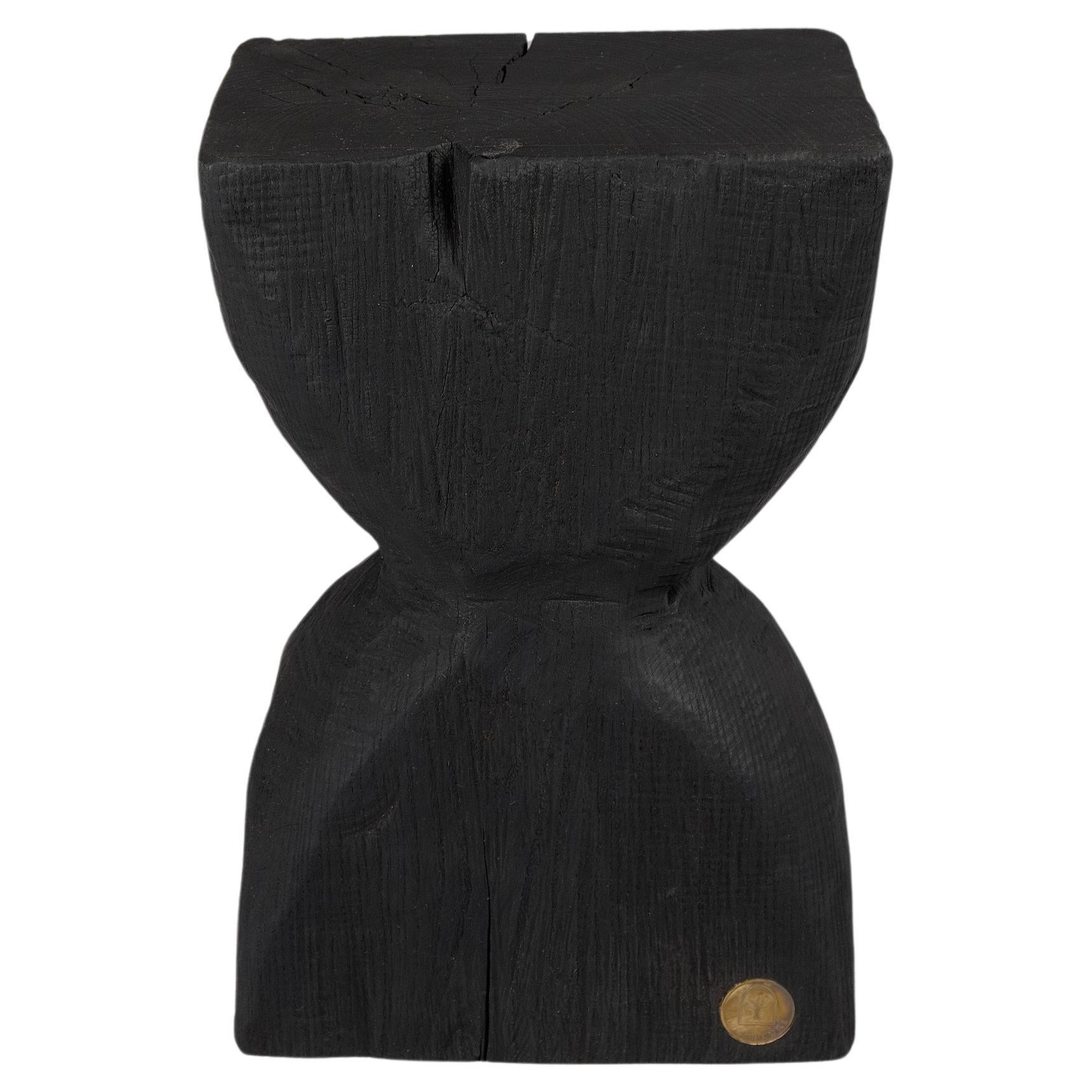 Solid Burnt Wood, Side Table, Stool, Original Contemporary Design ...