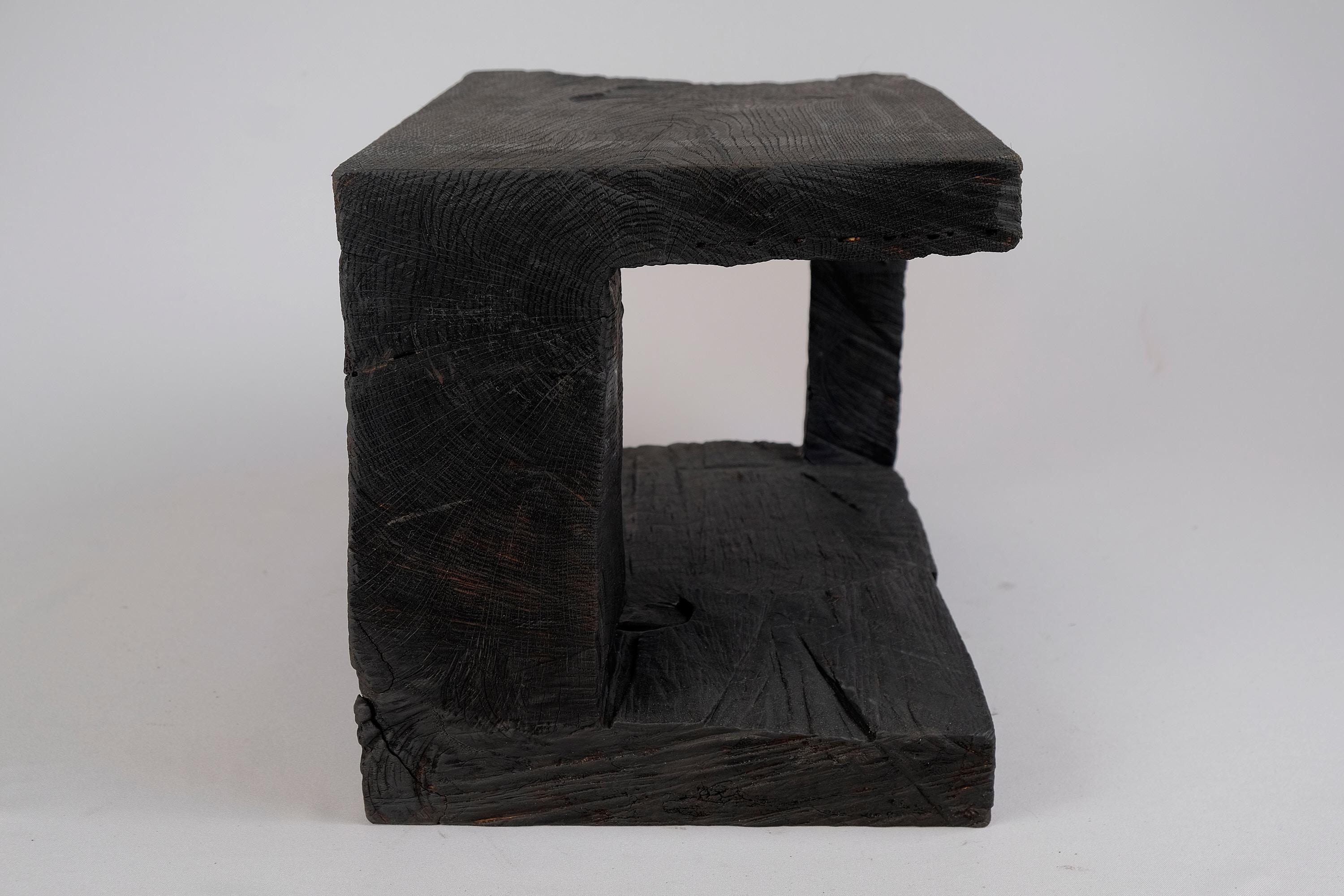 Solid Burnt Wood, Side Table, Stool, Original Contemporary Design For ...