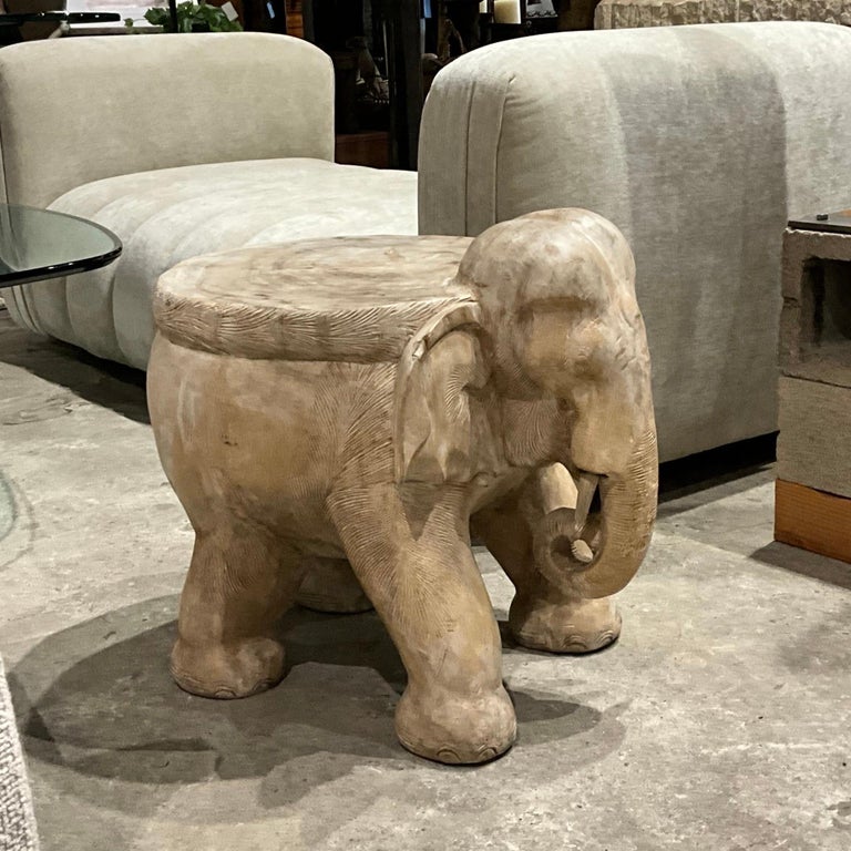 Solid Carved Wood Elephant Stool or Side Table Accent Table For Sale at ...