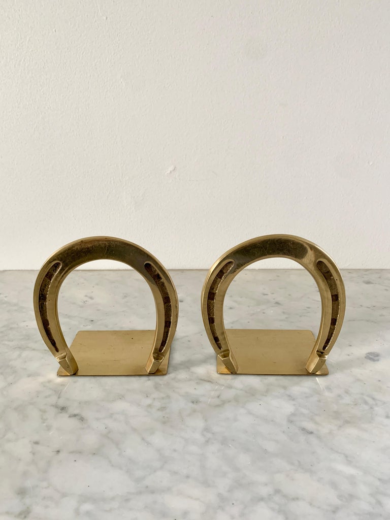 Solid Cast Brass Horseshoe Bookends For Sale at 1stDibs