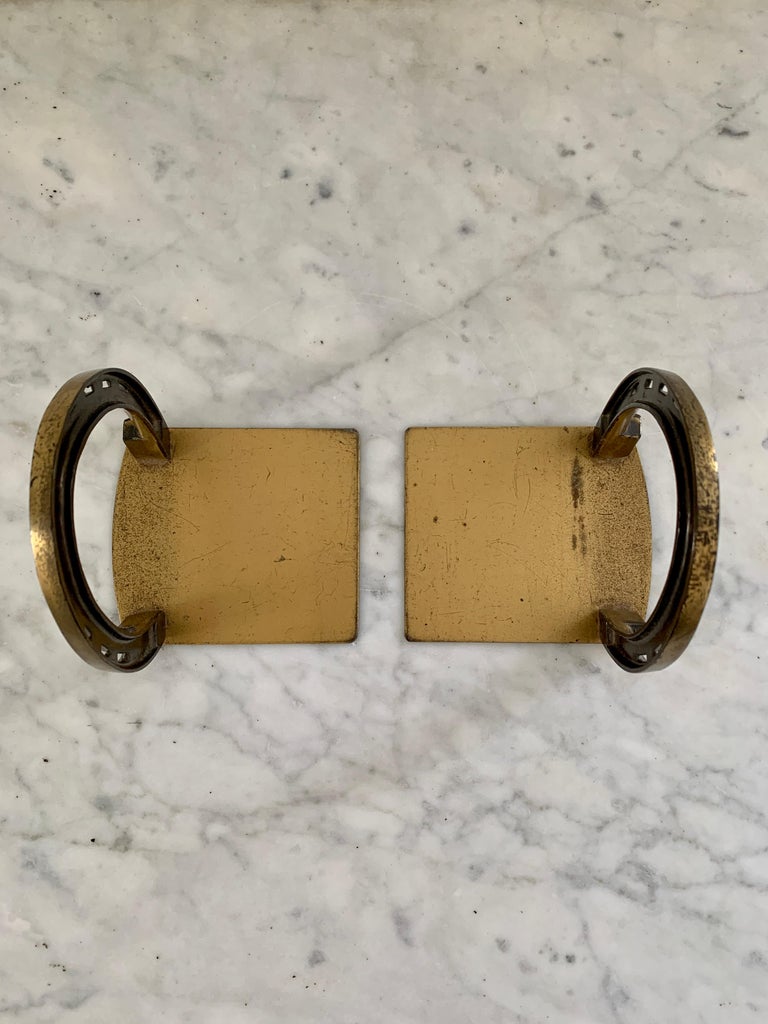 Solid Cast Brass Horseshoe Bookends For Sale at 1stDibs