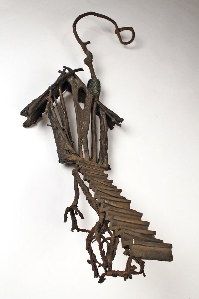 Solid Cast Bronze Brutalist Tree House Sculpture For Sale at 1stDibs