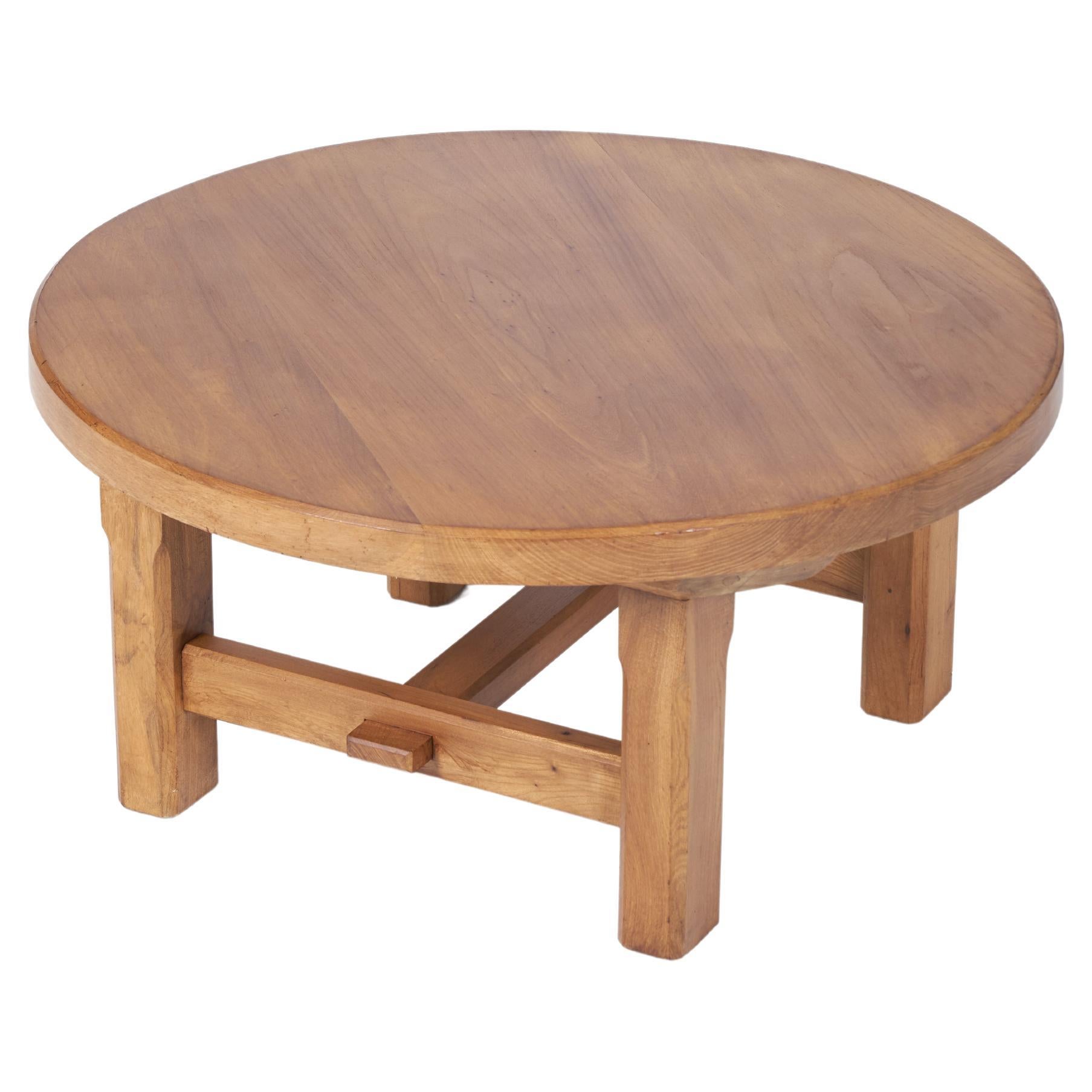 French Solid Oak Coffee Table, 1950's at 1stDibs