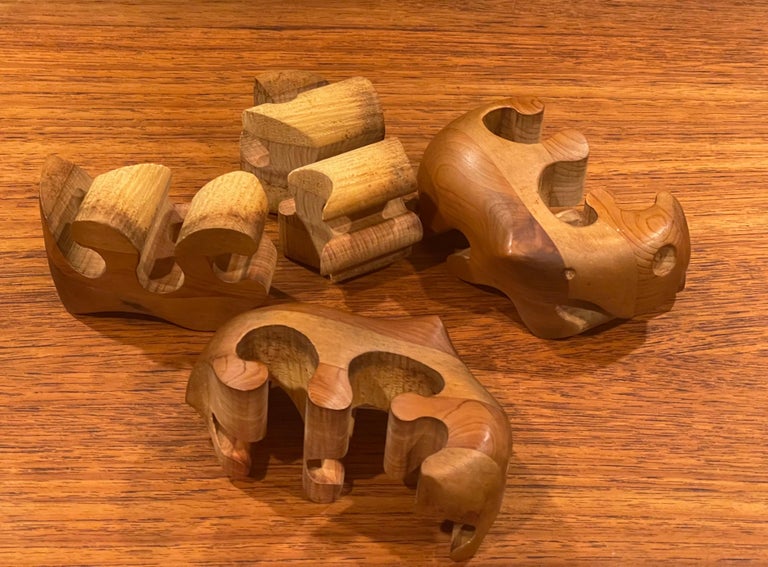 Solid Figural Hippo Puzzle / Paperweight in Pine / Cedar by Deborah D ...