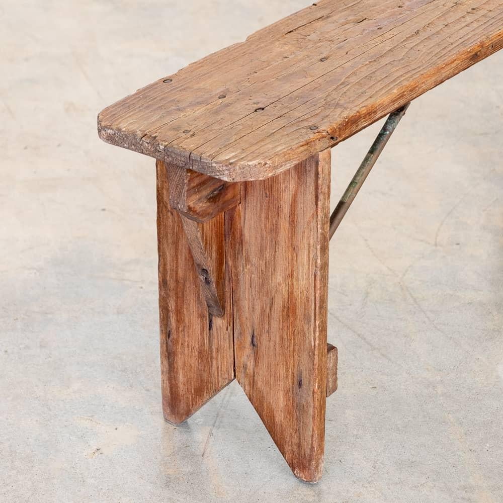 Solid French Wood and Metal Bench For Sale at 1stDibs