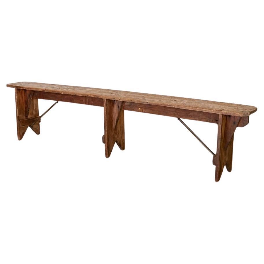 Solid French Wood and Metal Bench For Sale at 1stDibs
