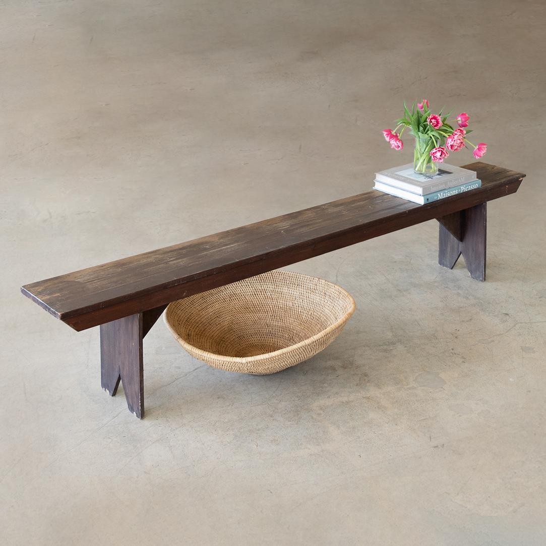 Solid French Wood Bench at 1stDibs