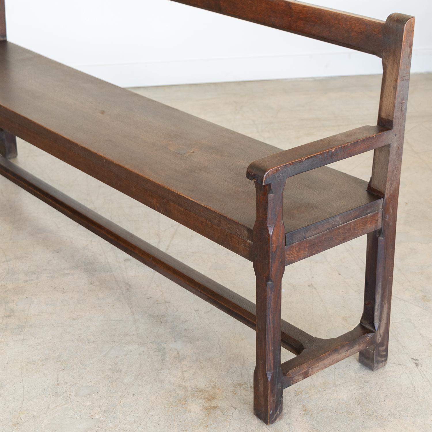 Solid French Wood Bench with Back For Sale at 1stDibs