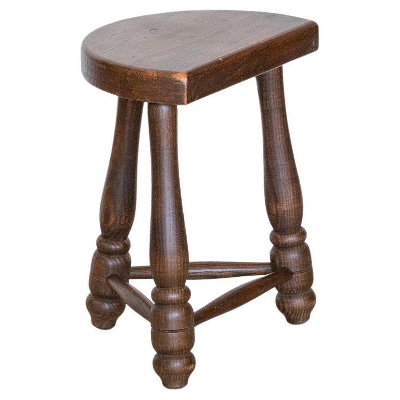 French Oak Wood Tripod Stool at 1stDibs