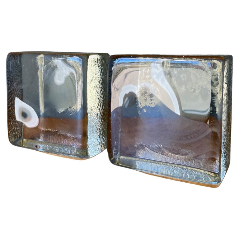 Solid Glass Block Bookends By Blenko For Sale at 1stDibs