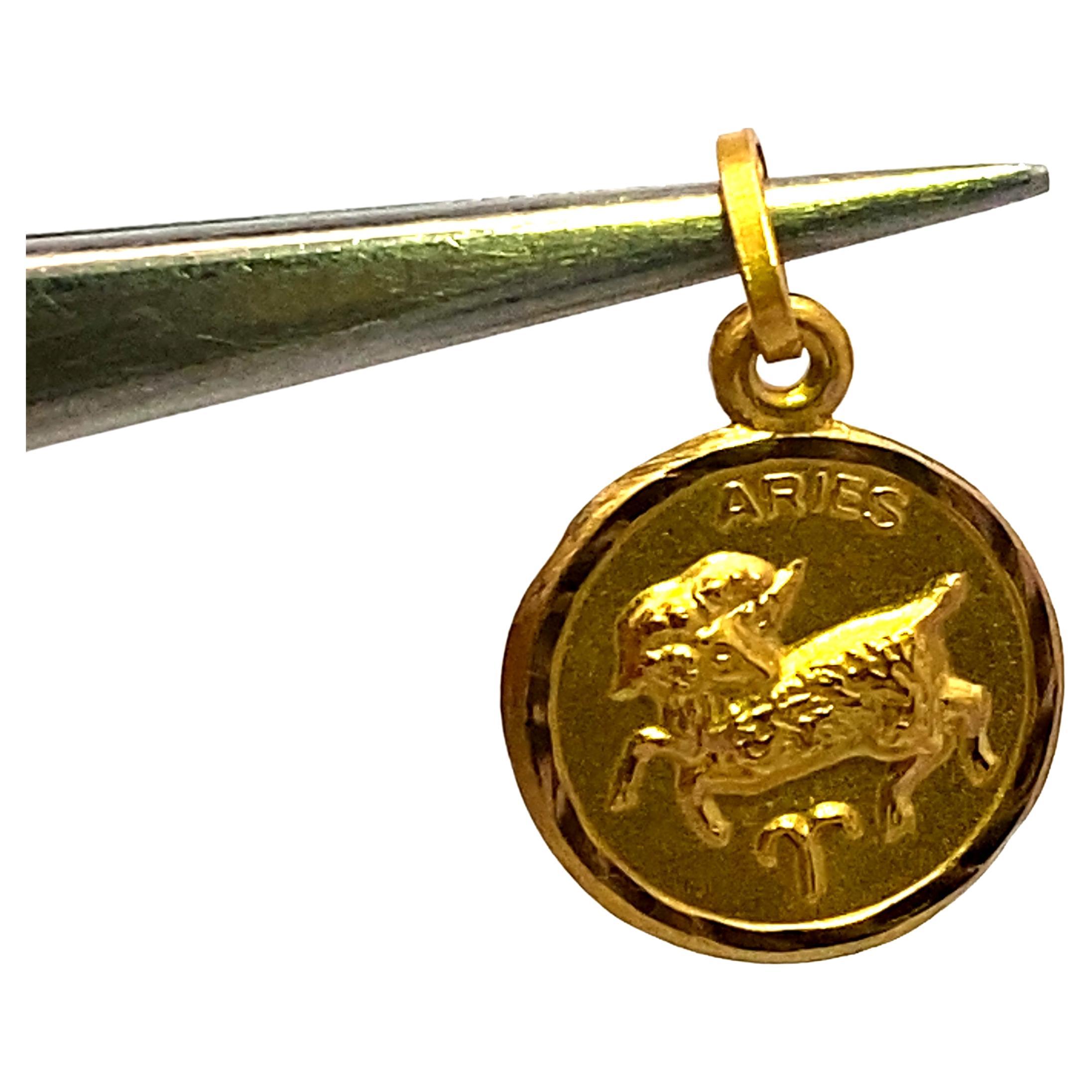 Solid Gold Aries Zodiac Charm For Sale at 1stDibs
