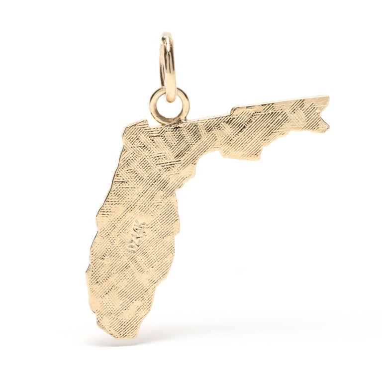 Solid Gold Florida State Charm, 14k Yellow Gold, Travel Florida For ...