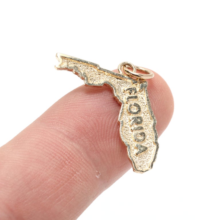 Solid Gold Florida State Charm, 14k Yellow Gold, Travel Florida For ...