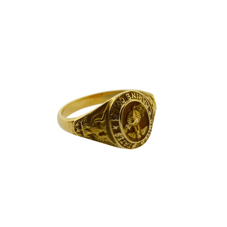 Solid Gold Ladies United States Marine Corp New Old Stock Ring at ...