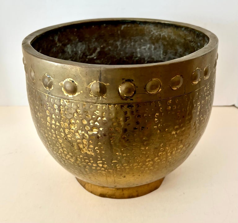 Solid Hammered Brass Cachepot Jardiniere Planter with Rim Details For ...