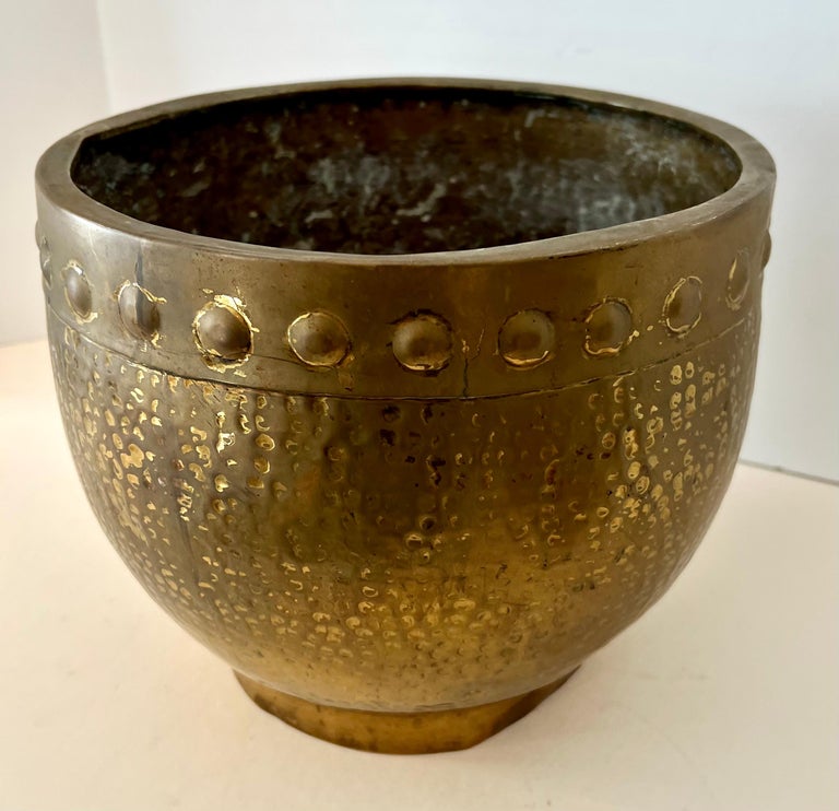 Solid Hammered Brass Cachepot Jardiniere Planter with Rim Details For ...