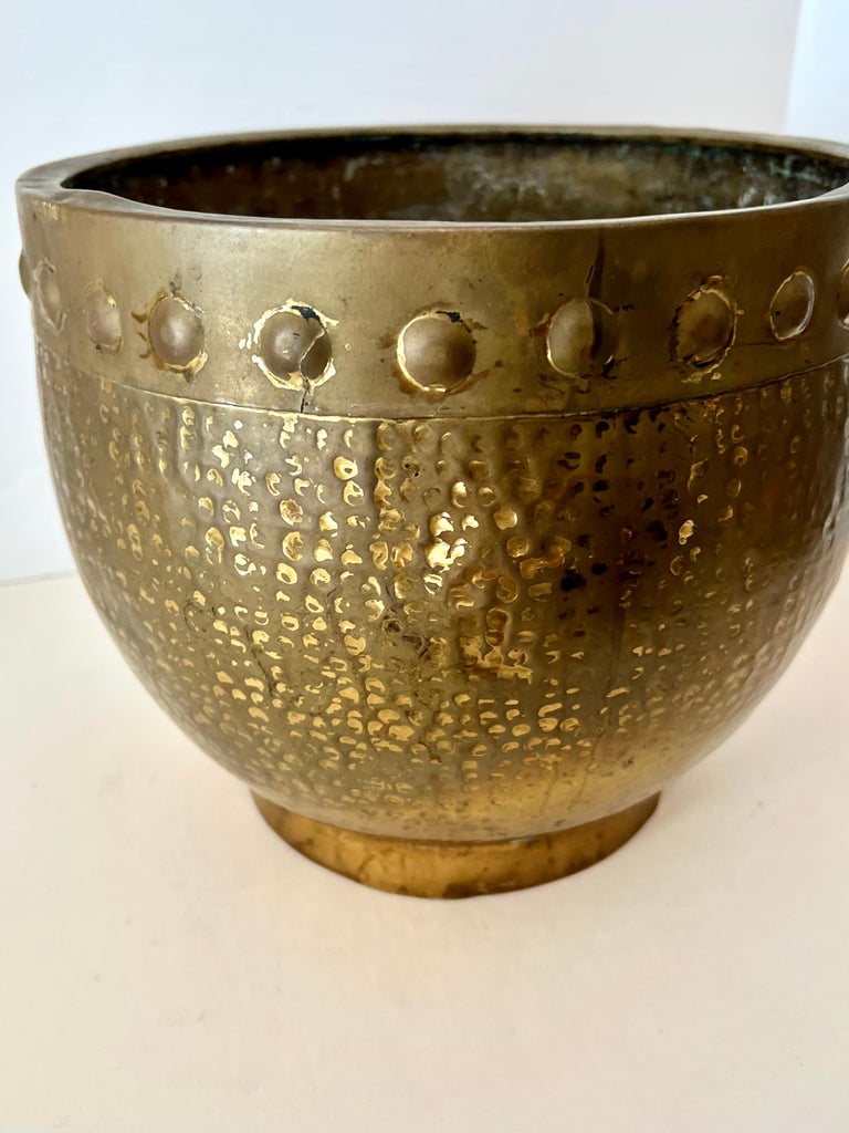 Solid Hammered Brass Cachepot Jardiniere Planter with Rim Details For ...