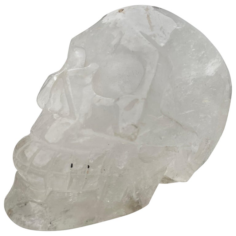 Solid Hand Carved Rock Crystal Skull, 20th Century For Sale at 1stDibs