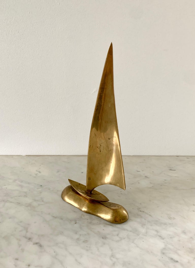 Solid Hand Cast Brass Sailboat For Sale at 1stDibs