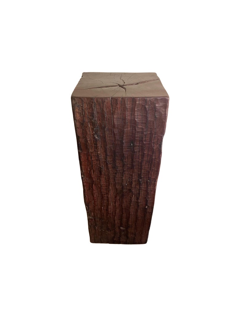 Solid Iron Wood Pedestal with Stunning Wood Texture For Sale at 1stDibs