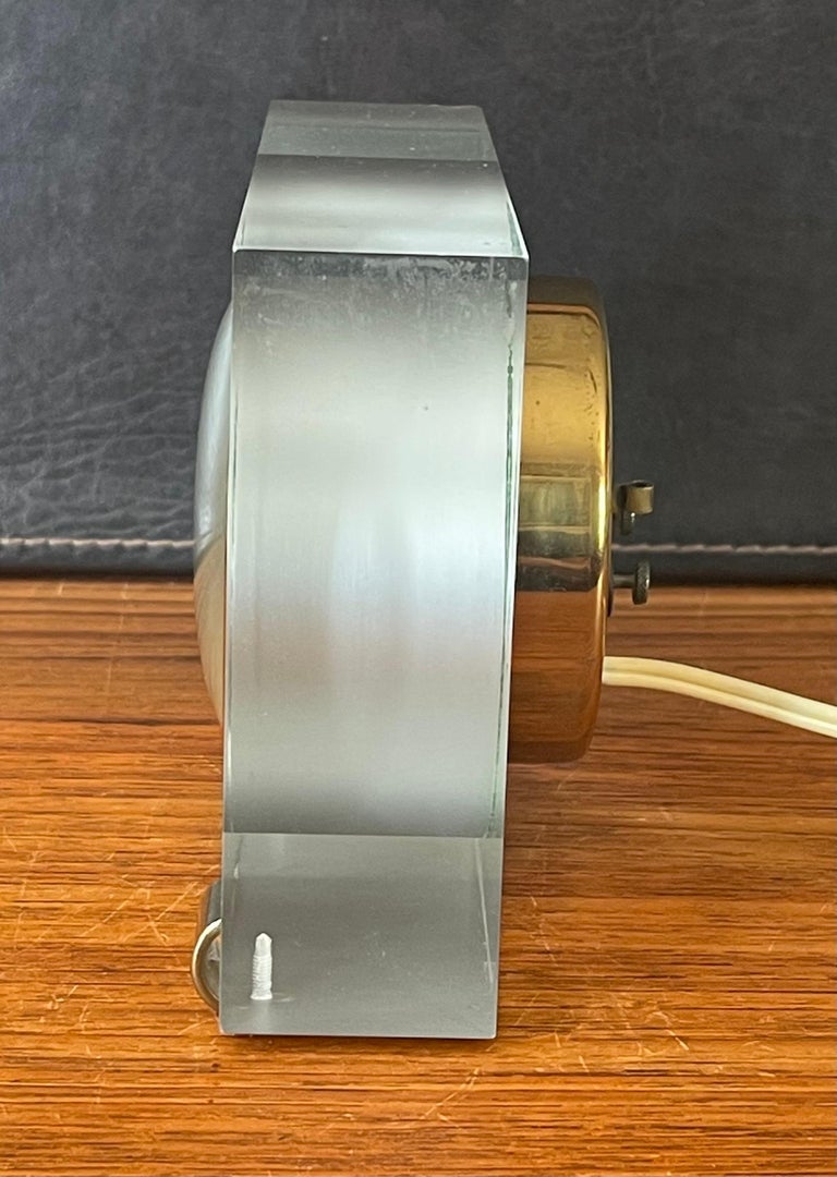 Solid Lucite and Brass Electric Desk / Mantel Clock by Telechron For ...