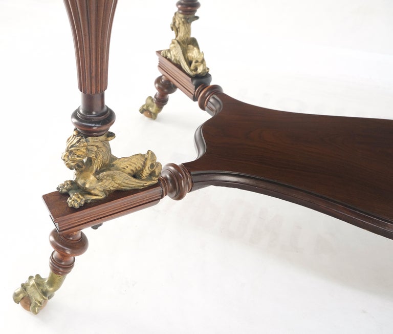 Solid Mahogany Carved Twisted Rope Style Legs Gilt Cast Iron Ball and ...