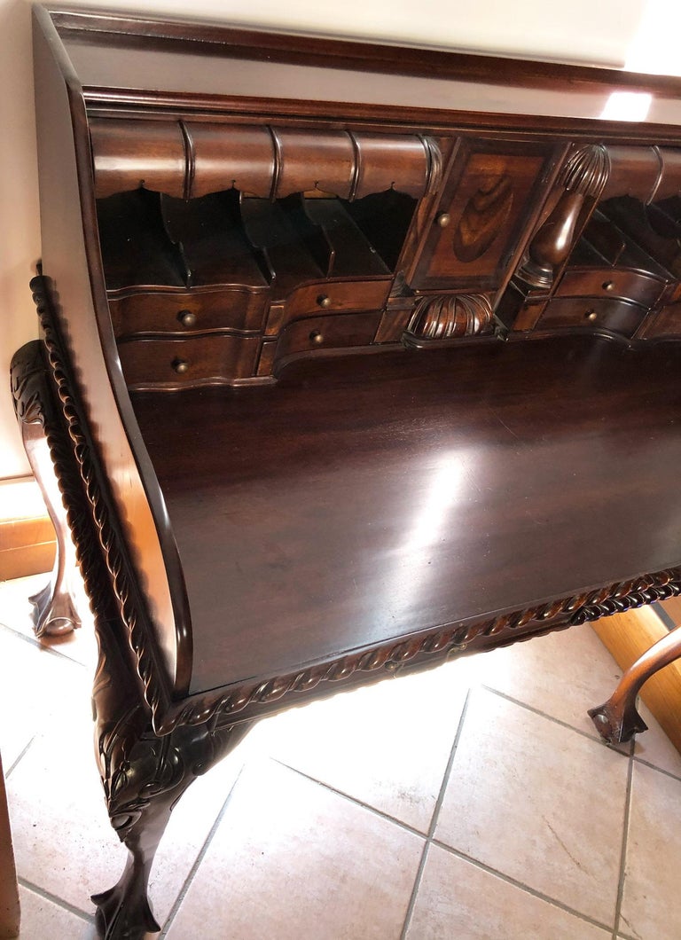 Solid Mahogany Desk, with Secret Drawers, Shellac Finish at 1stDibs