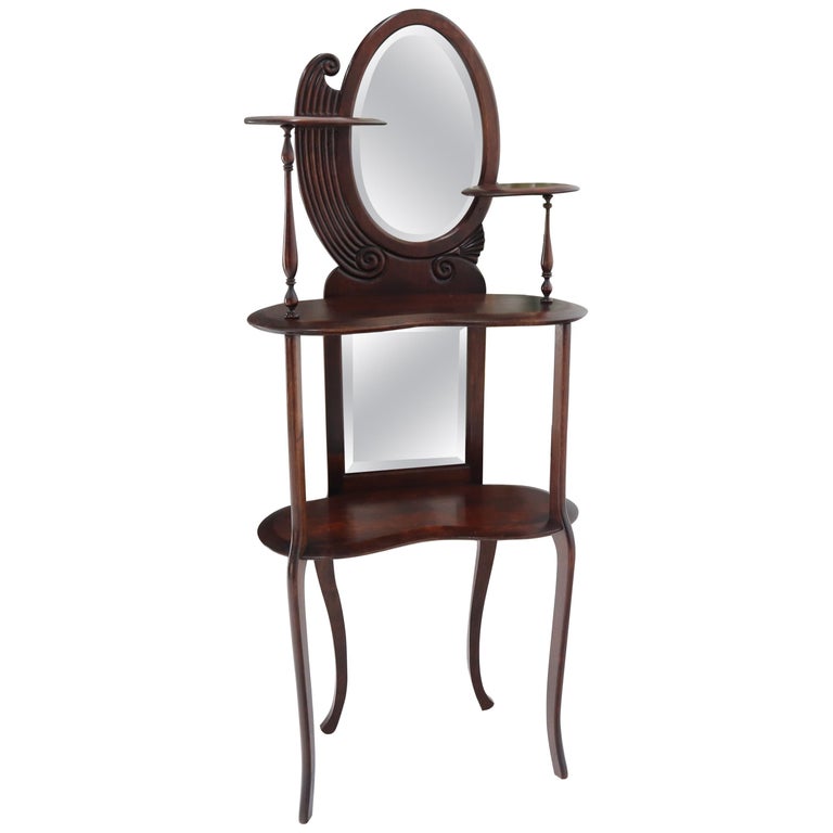 Solid Mahogany Organic Shape Oval Beveled Glass Staggered 4-Tier ...