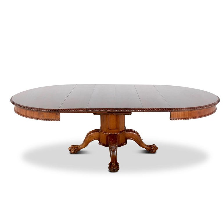 Solid Mahogany Round Chippendale Dining Table at 1stDibs
