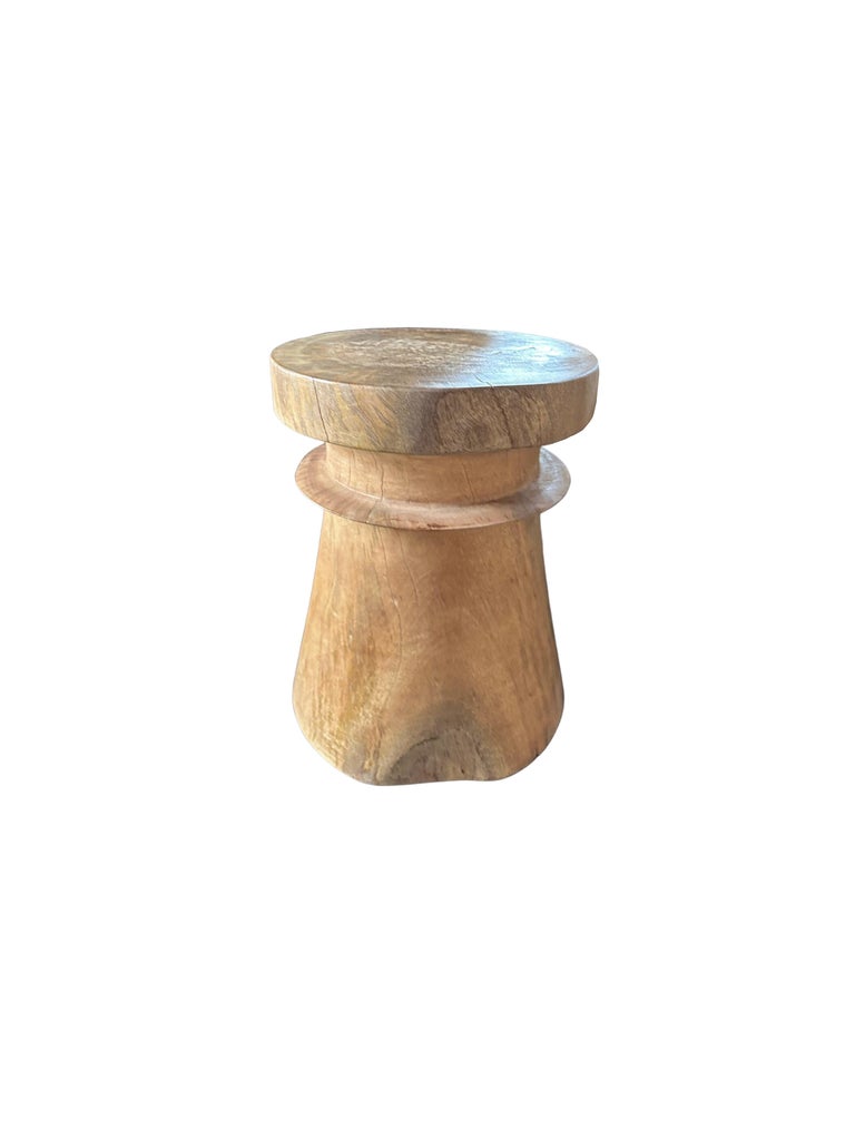 Solid Mango Wood Side Table Natural Finish, Modern Organic For Sale at ...