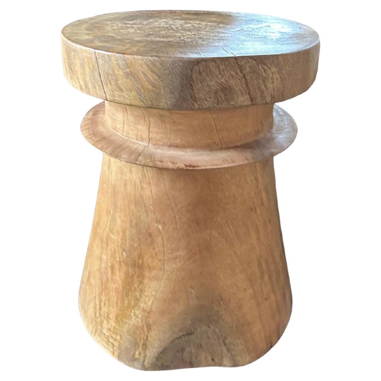 Solid Mango Wood Side Table Natural Finish, Modern Organic For Sale at ...