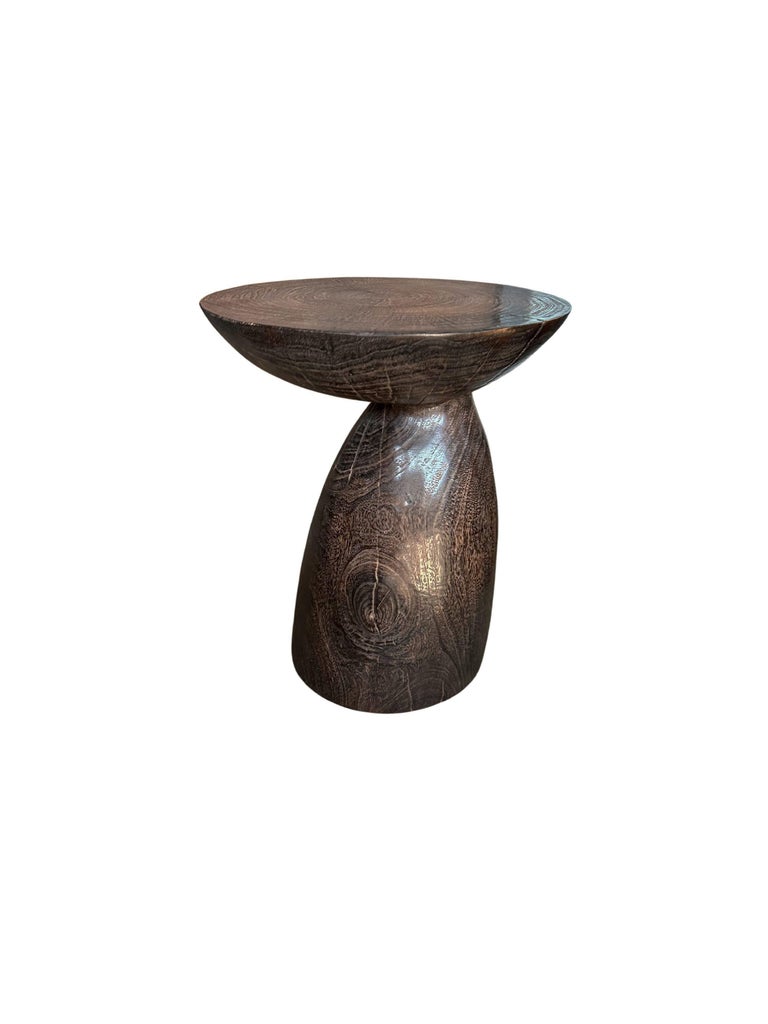 Solid Mango Wood Side Table with Espresso Finish, Modern Organic For ...