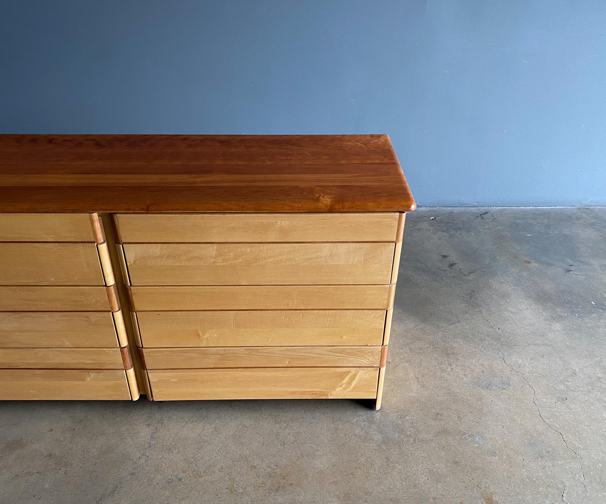 Solid Maple and Cherry Dresser, circa 1985 at 1stDibs