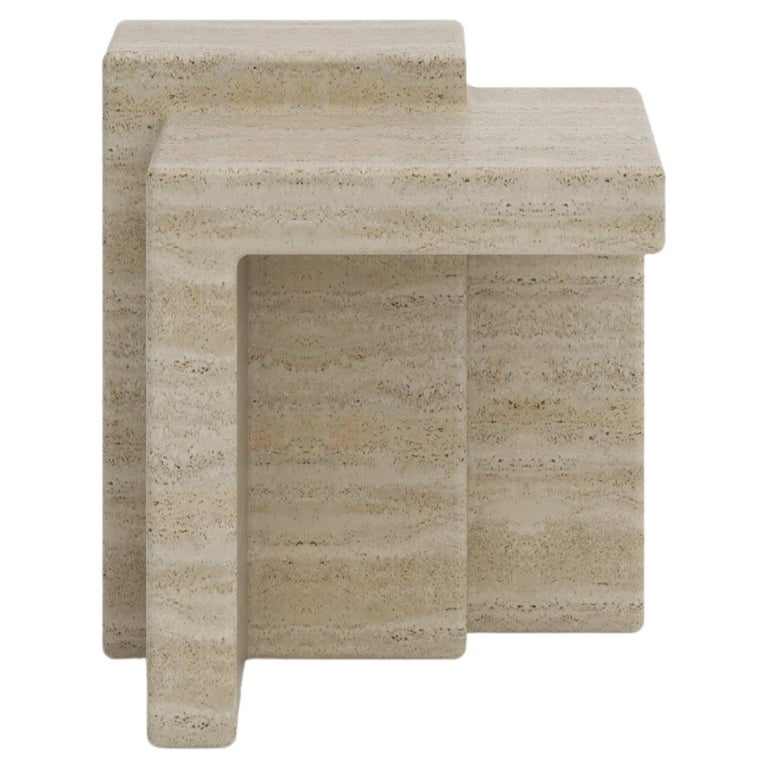 Solid Marble Chill Stool in Travertin For Sale at 1stDibs
