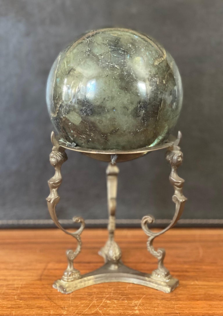 Solid Marble Decorative Sphere on Bronze Base For Sale at 1stDibs