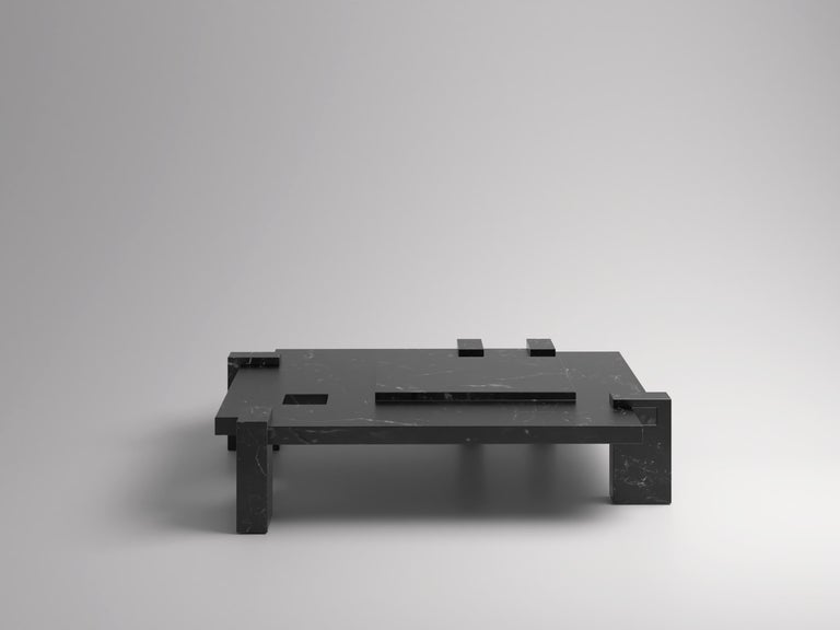 Solid Nero Marquina Marble Chill Coffee Table For Sale at 1stDibs
